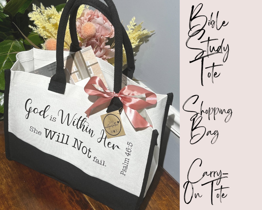 Christian Canvas Tote Reusable Bag Verse Gift Bible Study Tote Shopping ...