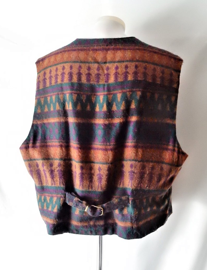 Sz 2X Southwest Print Handmade Wool Vest Native American Indian - Size ...