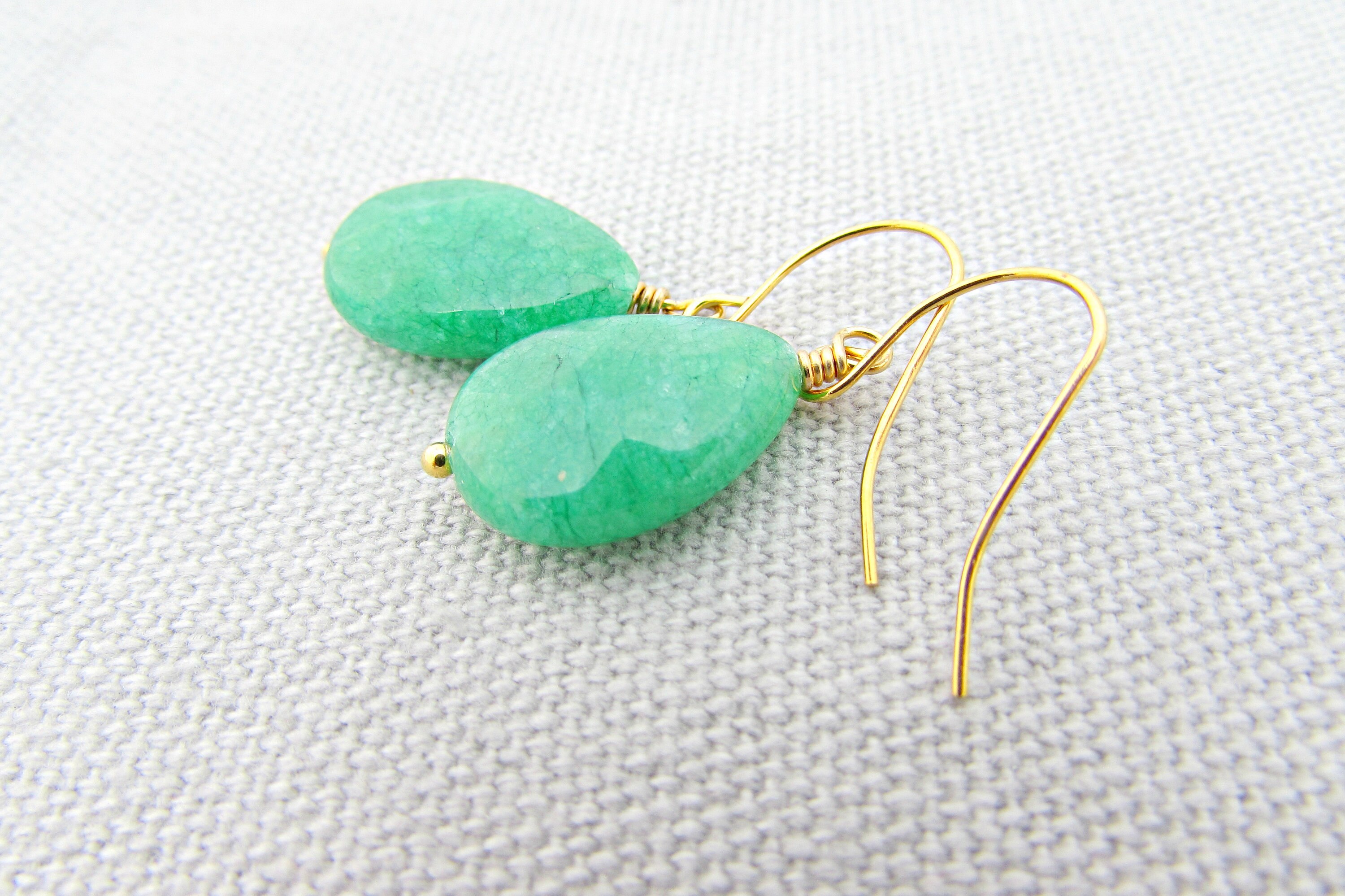 Malaysian Jade Drop Earrings Green Jade Gold Jade Earrings | Etsy