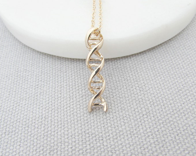 Gold DNA Strand Necklace, Double Helix, DNA Jewellery, Science ...