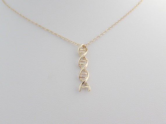 Gold DNA Strand Necklace Double Helix DNA Jewellery Science | Etsy