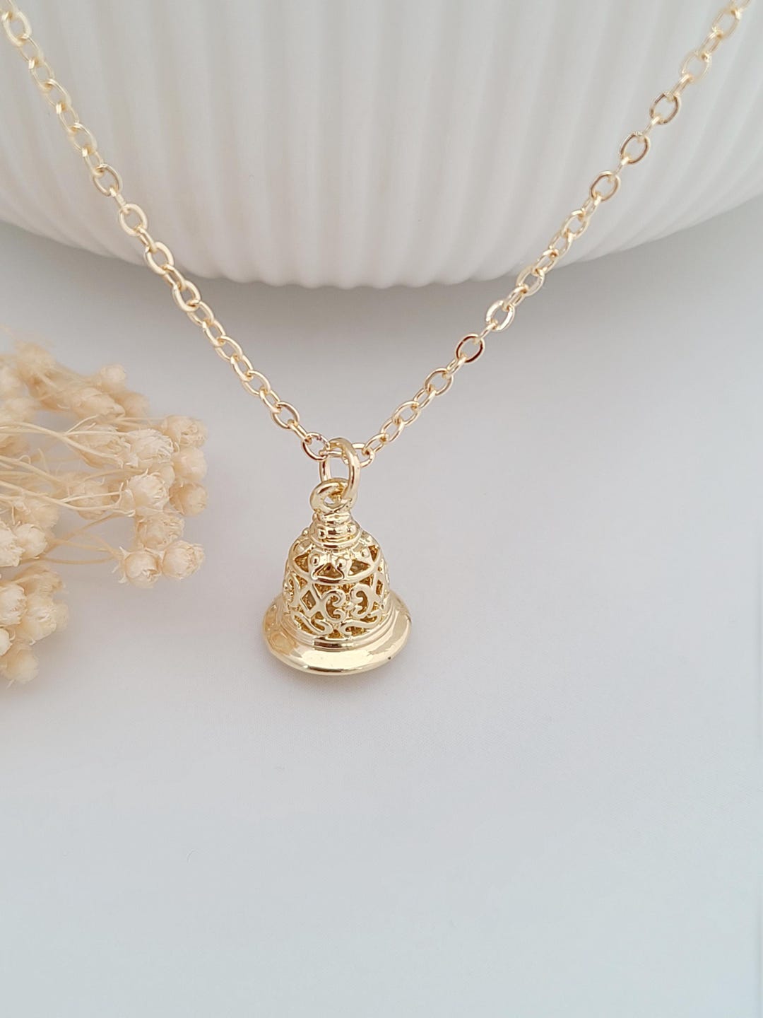 Dainty Gold Filigree Bell Necklace, Bell Pendant, Bell Ringer Gift - Etsy