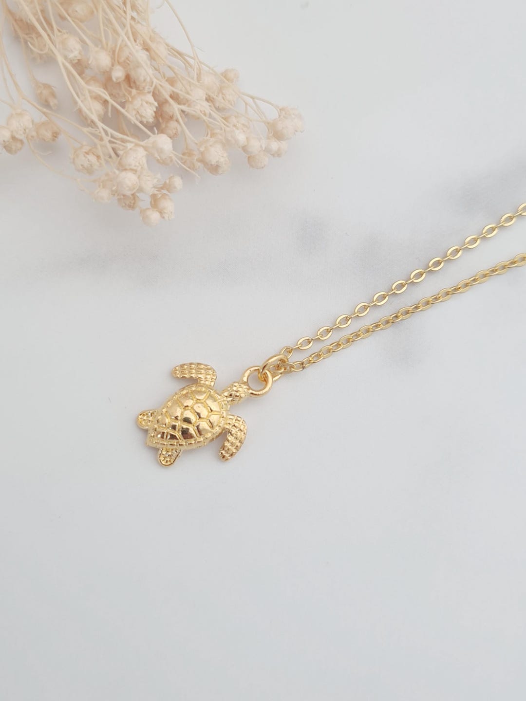Turtle Necklace, Gold Sea Turtle Pendant, Tortoise Necklace, Ocean ...