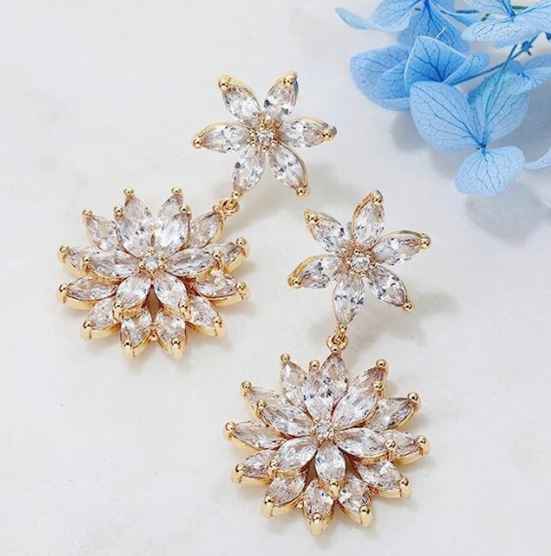Gold Snowflake Dangle Gauges Large Gauges Ear Gauges 16 Mm Gauges 5/8 ...