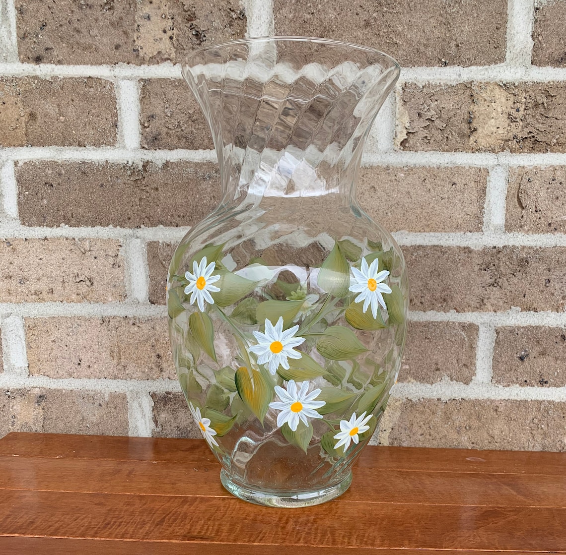 Hand Painted White Daisy Vase Large Daisy Vase Daisy | Etsy