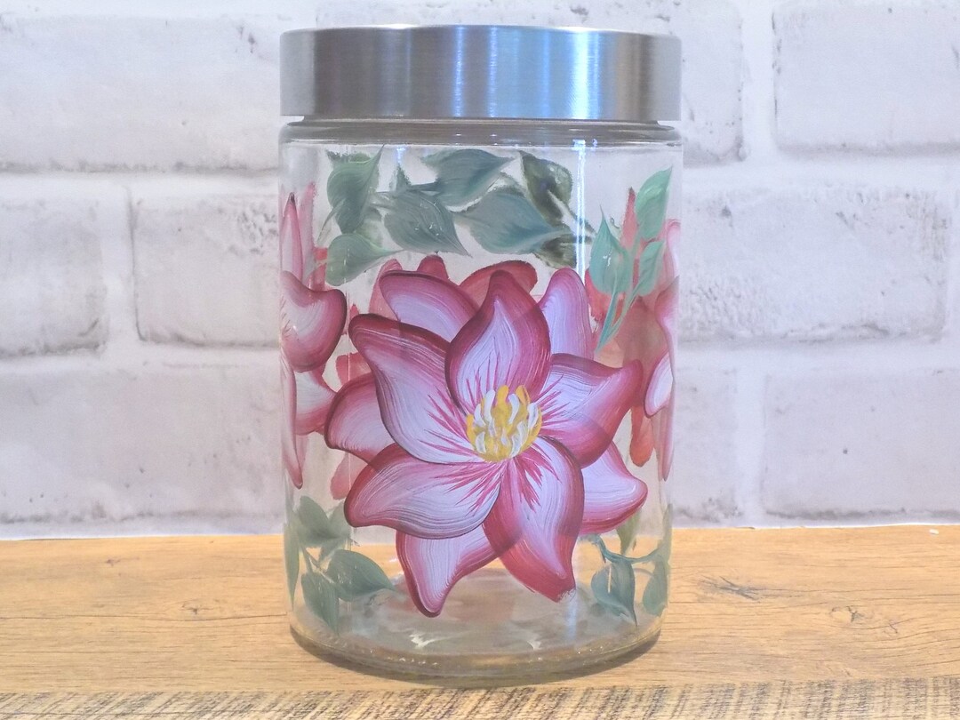 Hand Painted Magnolia Canister, Office Candy Jar, Magnolia Gift, Secret ...