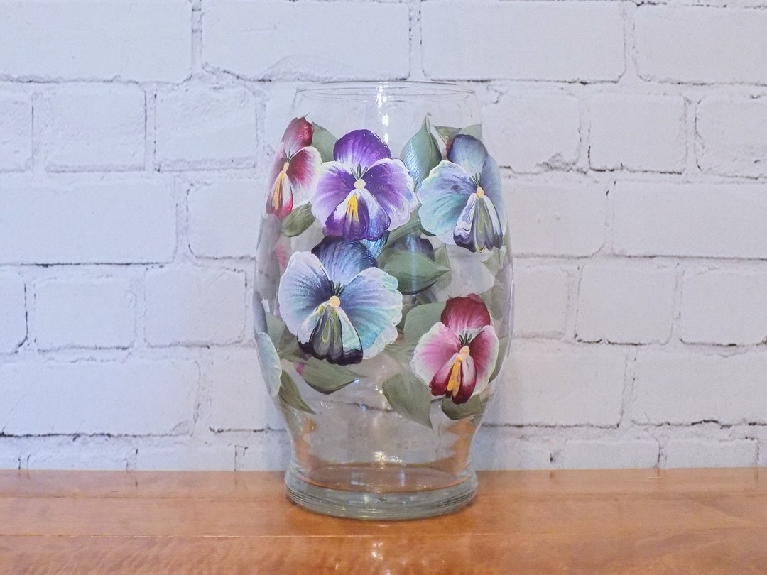 Hand Painted Pansy Vase, Pansy Gift, Summer Floral Vase, Wedding ...