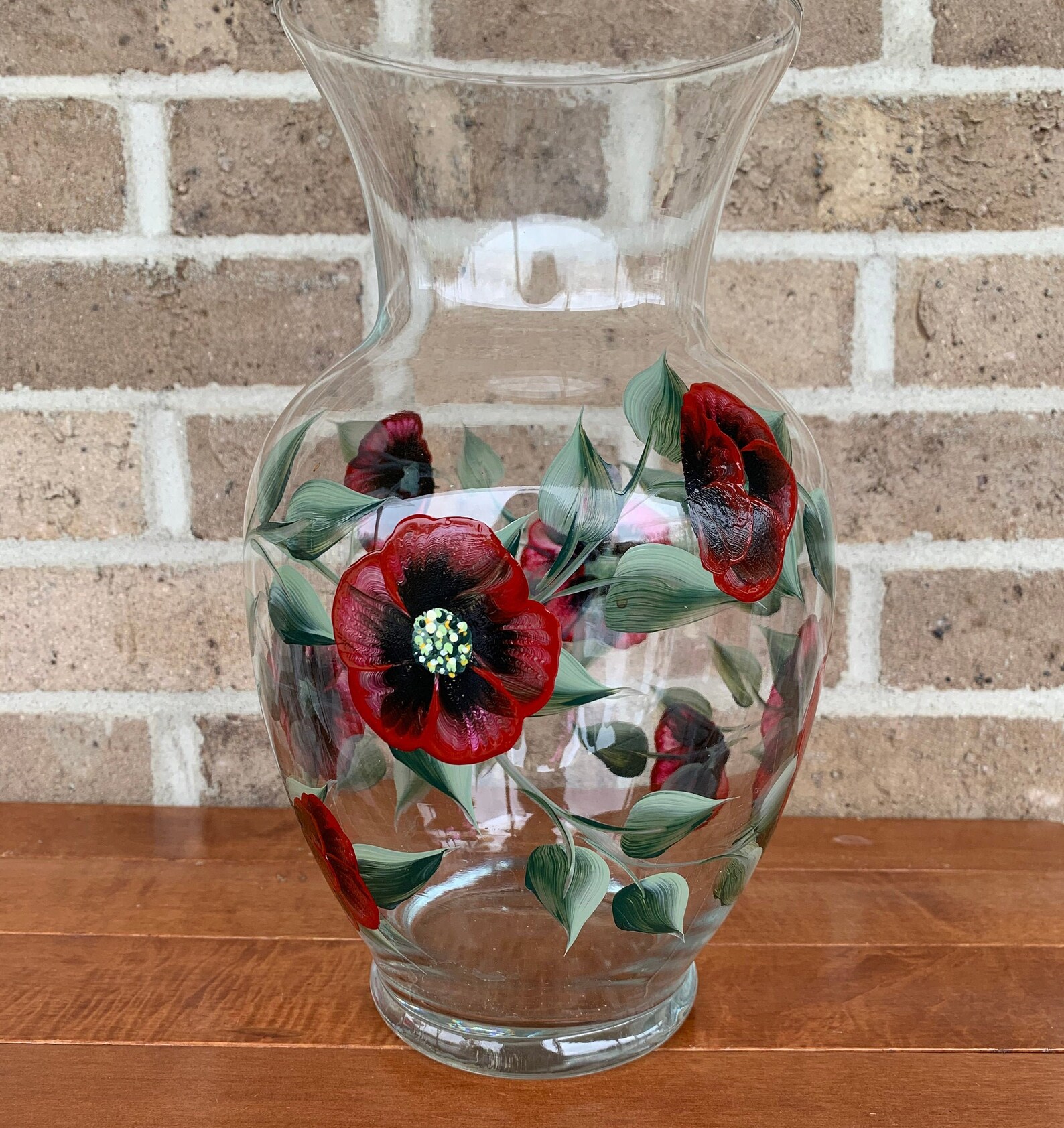 Hand Painted Red Poppy Vase for Flowers Red Flower Vase - Etsy