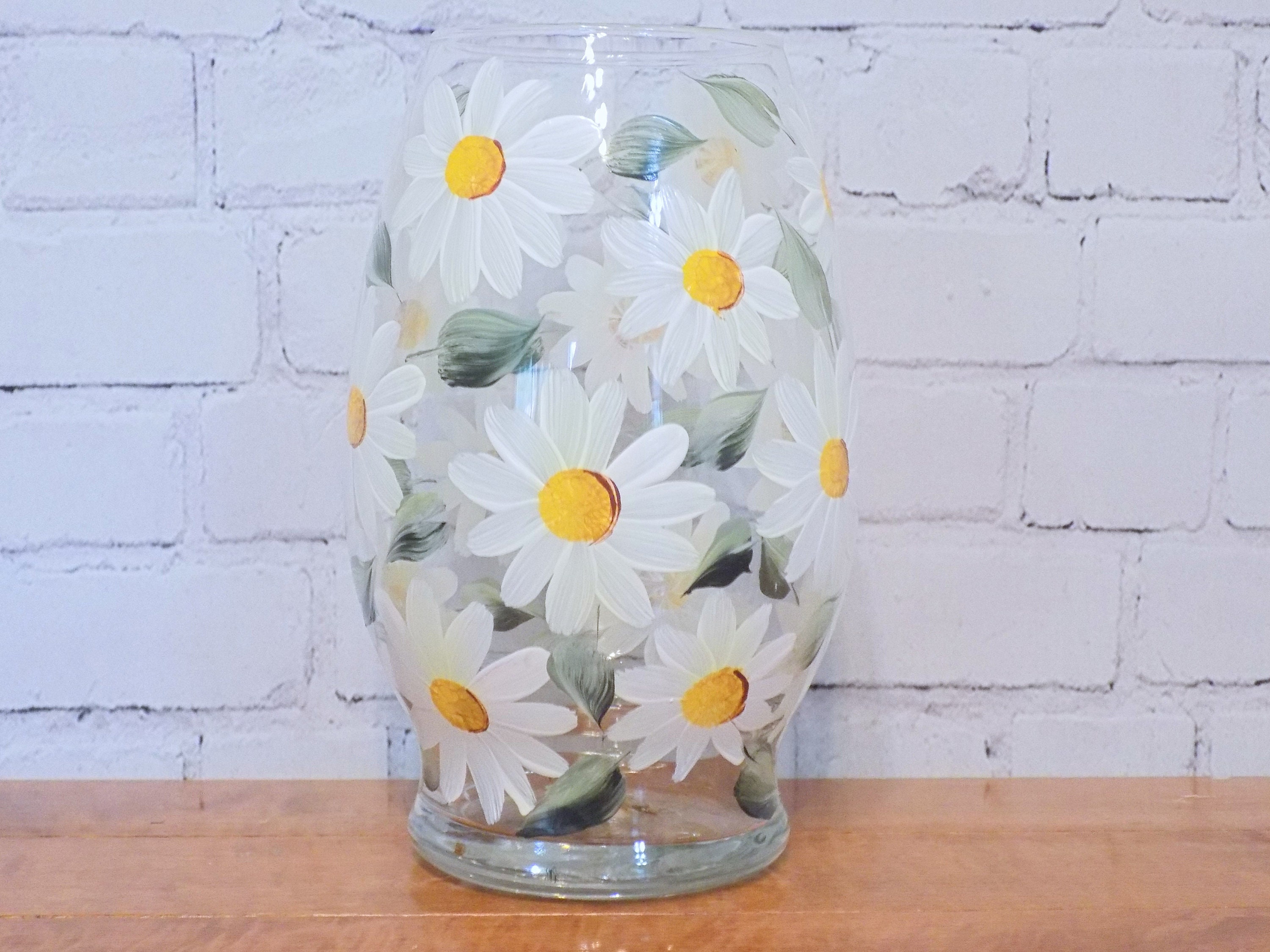 Hand Painted Daisy Vase, Floral Table Decor, Secret Santa Gift ...