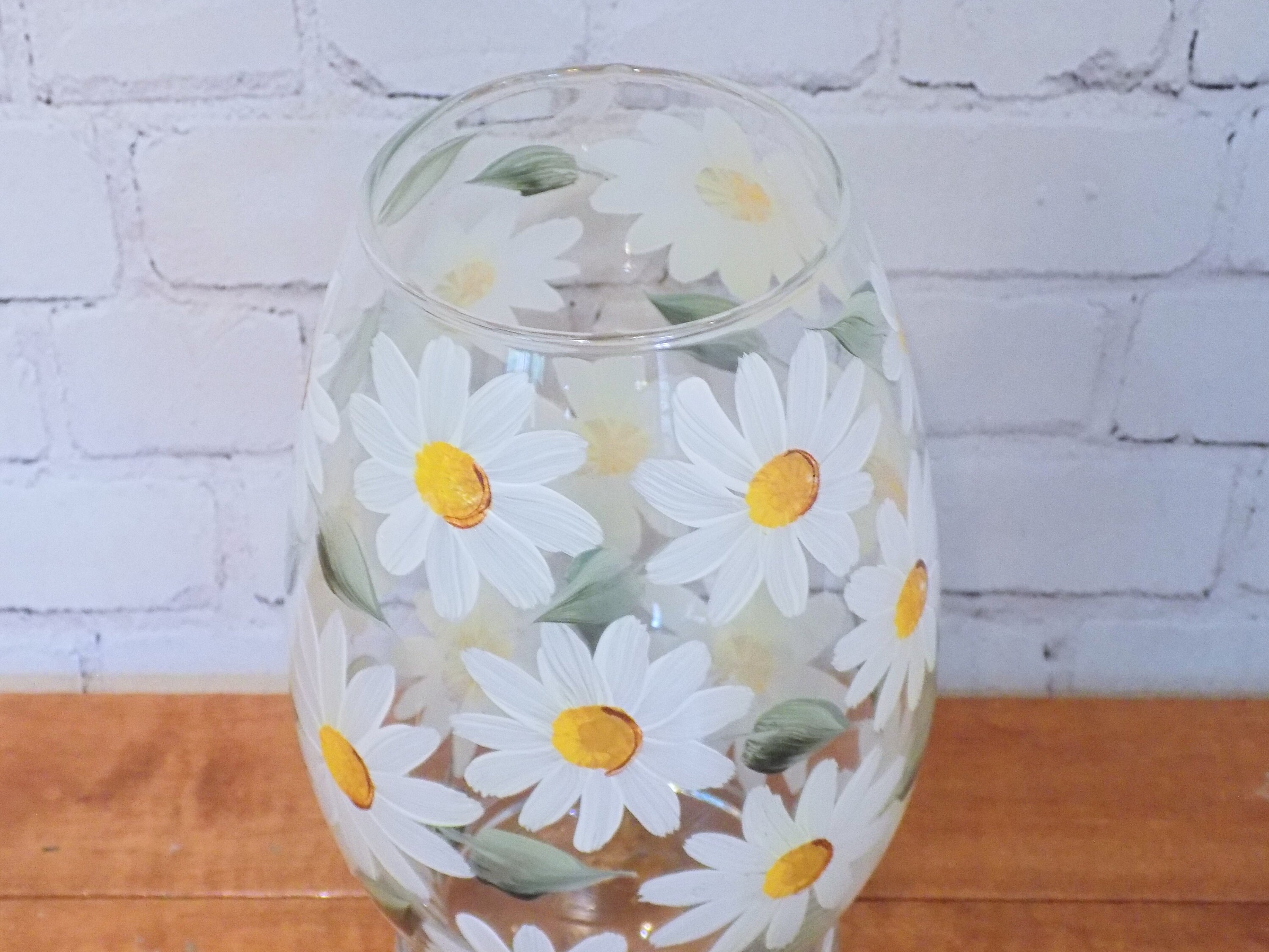 Hand Painted Daisy Vase Floral Table Decor Summer Floral | Etsy