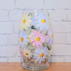 Hand Painted Daisy Vase, Floral Table Decor, Secret Santa Gift ...