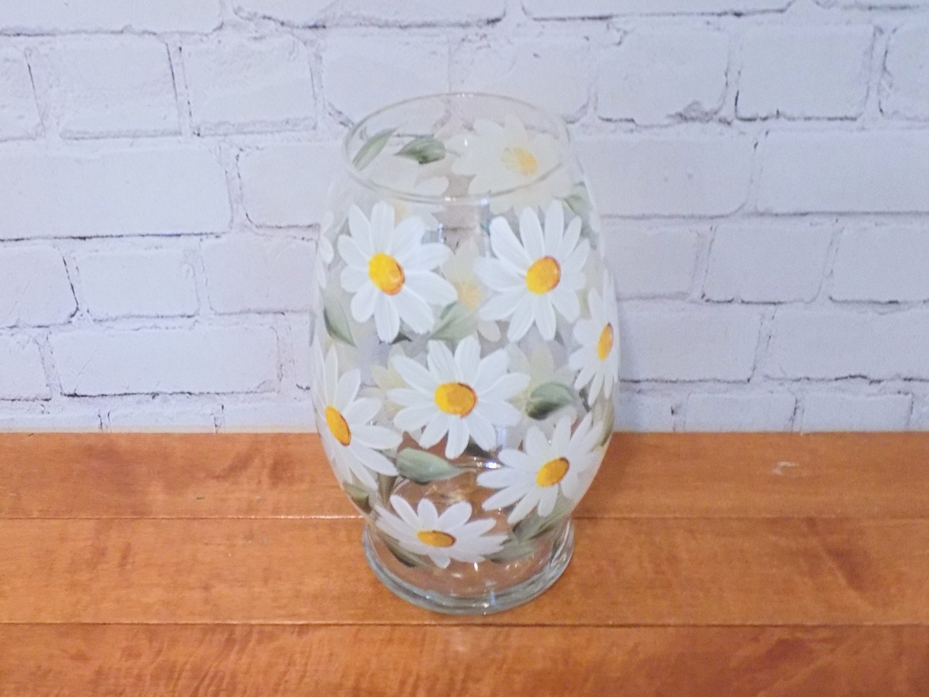 Hand Painted Daisy Vase, Floral Table Decor, Secret Santa Gift ...