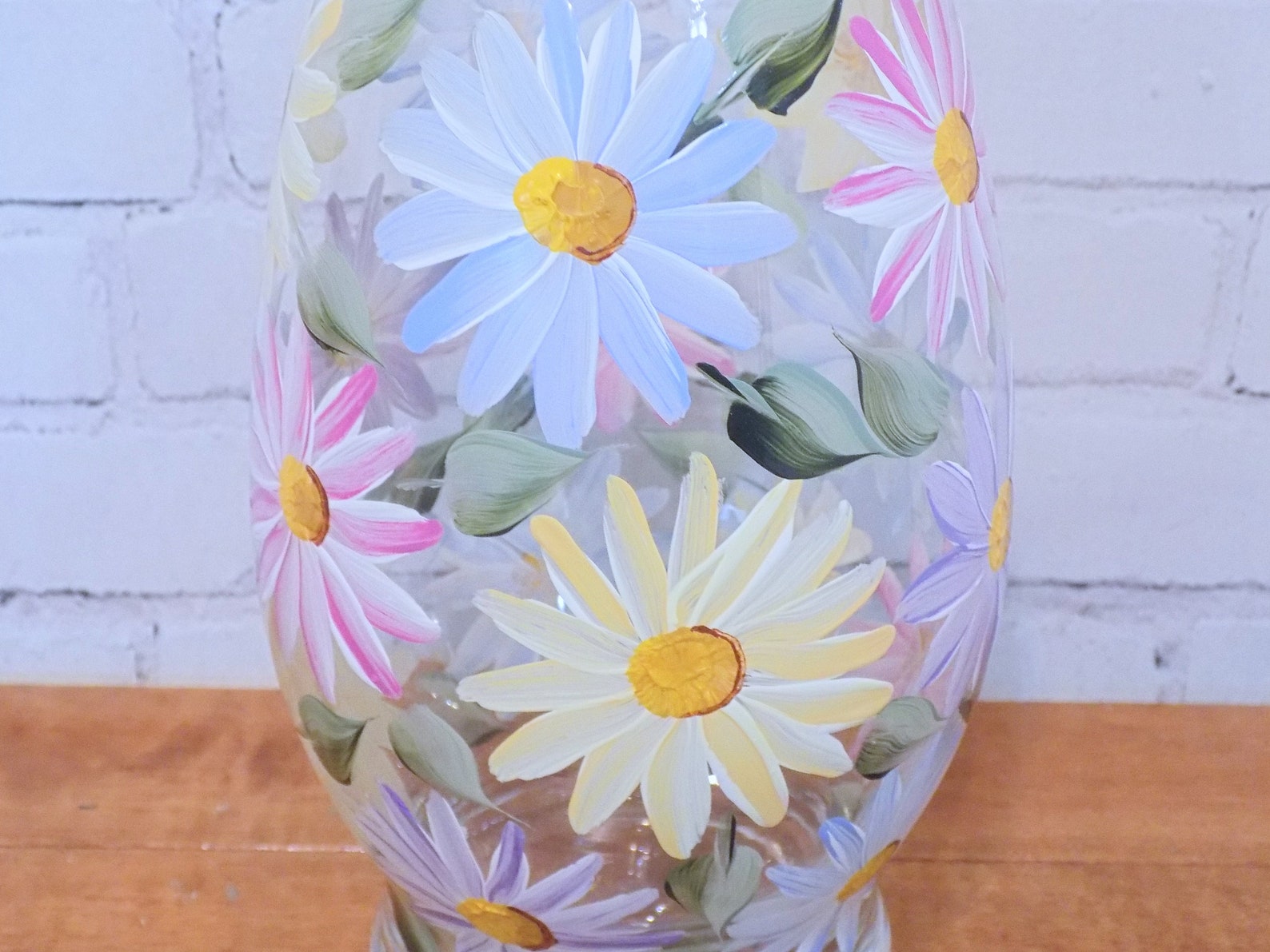Hand Painted Daisy Vase, Floral Table Decor, Secret Santa Gift ...