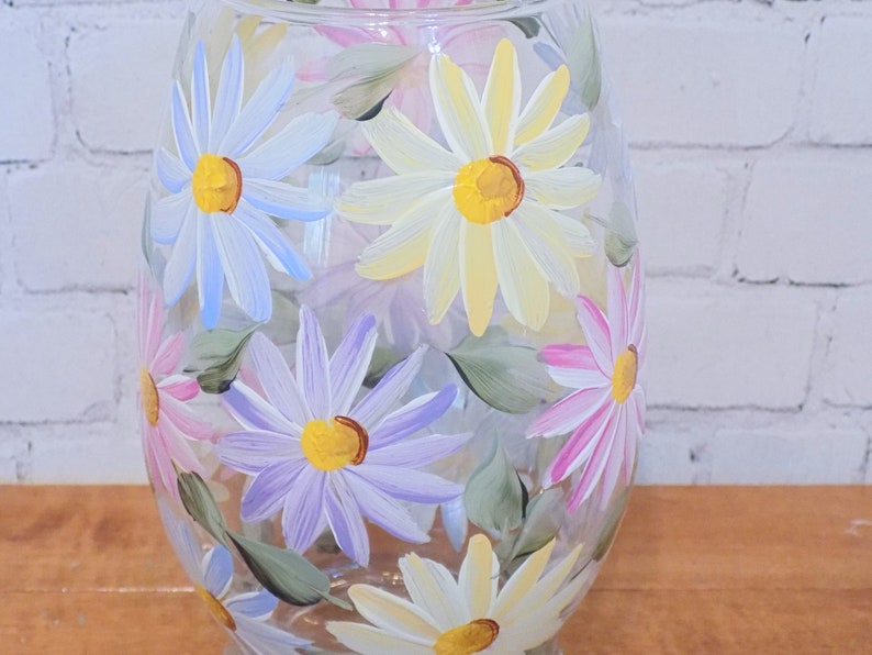 Hand Painted Daisy Vase, Floral Table Decor, Secret Santa Gift ...