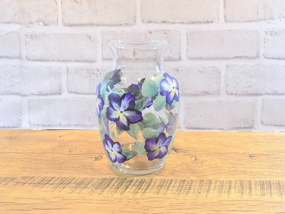 Hand Painted Violets Vase, Violet Table Decor, Christmas Gift for Mom ...
