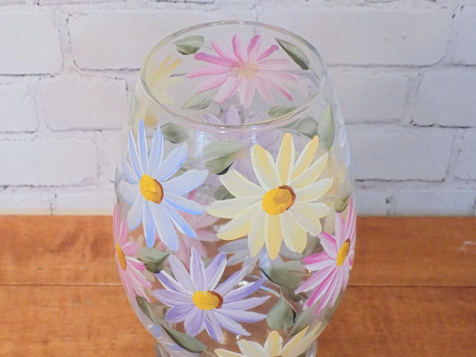 Hand Painted Daisy Vase Floral Table Decor Summer Floral | Etsy