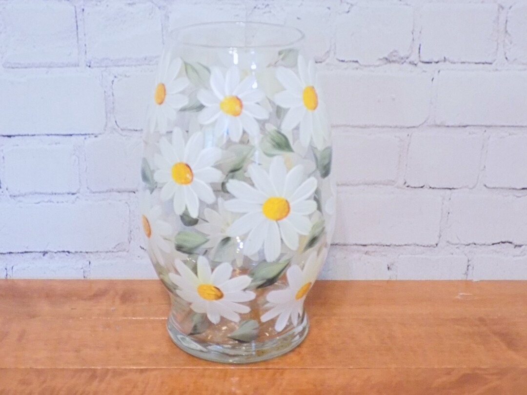 Hand Painted Daisy Vase, Floral Table Decor, Secret Santa Gift ...