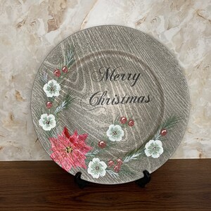 Hand Painted Christmas Charger Plate Faux Wood Charger | Etsy