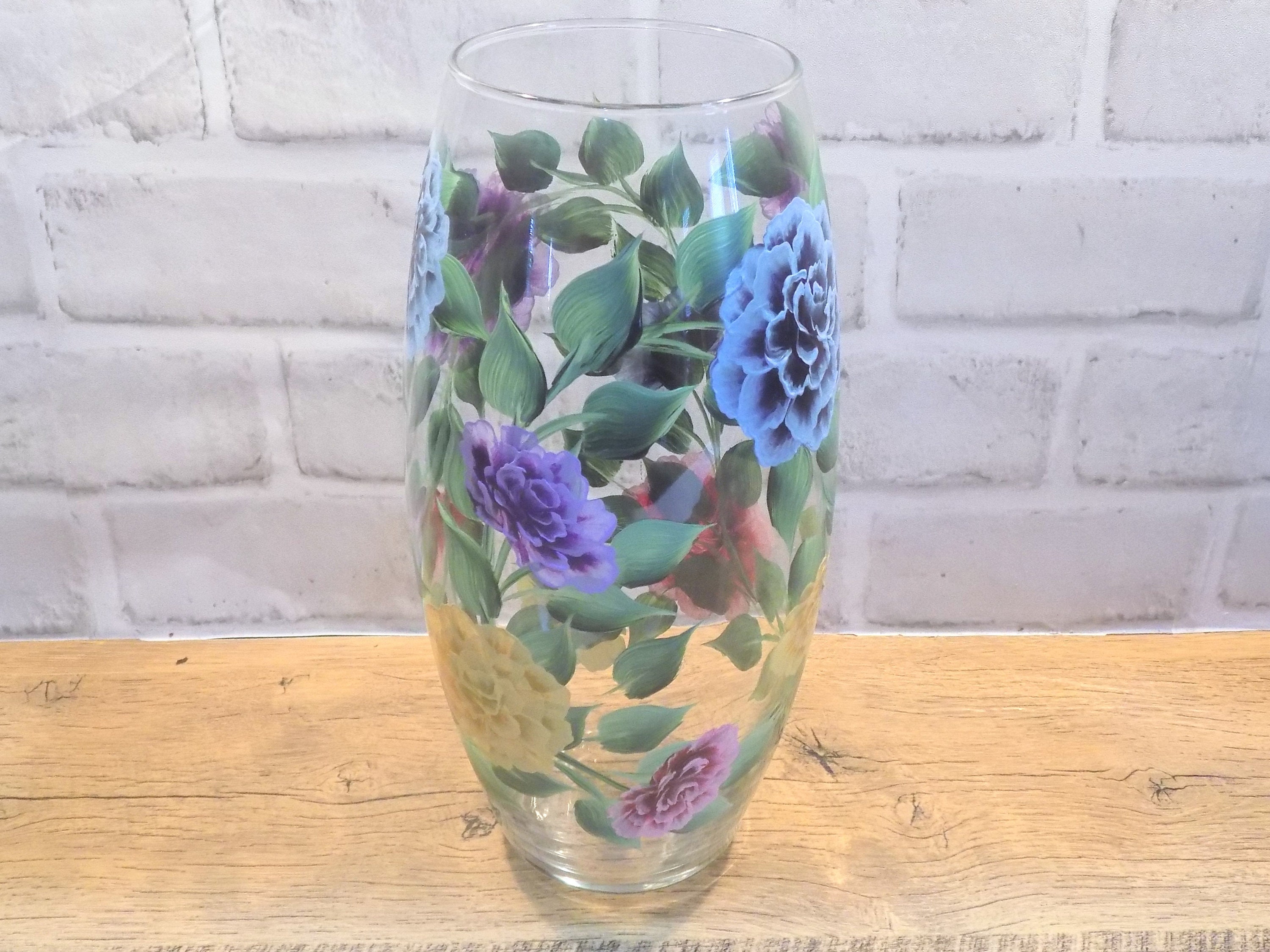 Hand Painted Rose Vase, Floral Table Decor, Christmas Gift for Mom, for ...