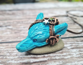 Blue Wolf Pendant - Etsy
