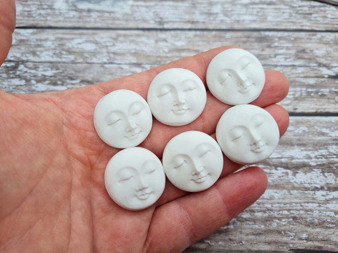 One White 25mm Sleeping Moon Goddess Face Paper Craft - Etsy