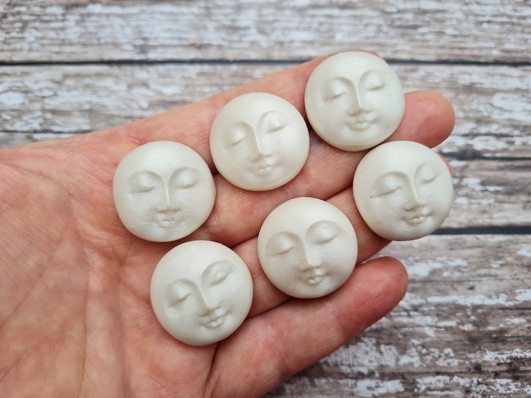 One Pearlescent 25mm Sleeping Moon Goddess Face, Paper Craft ...
