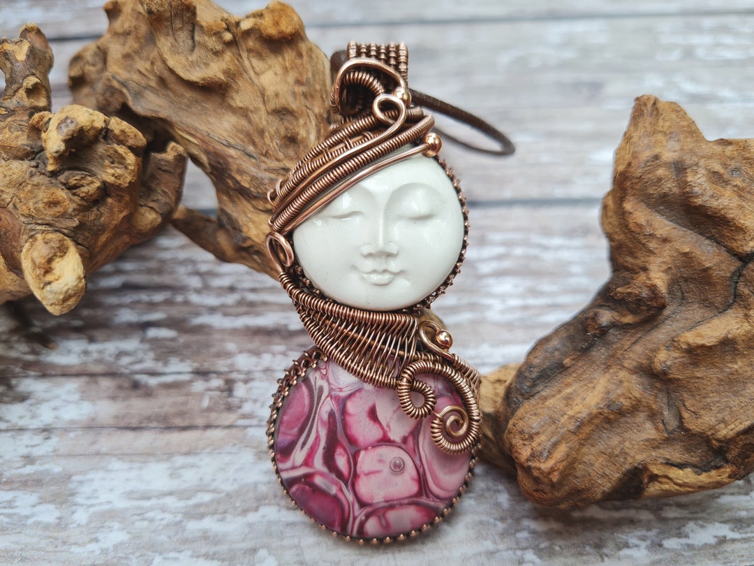 Wire Wrapped Goddess Pendant, Hand Painted Selene Jewelry - Etsy