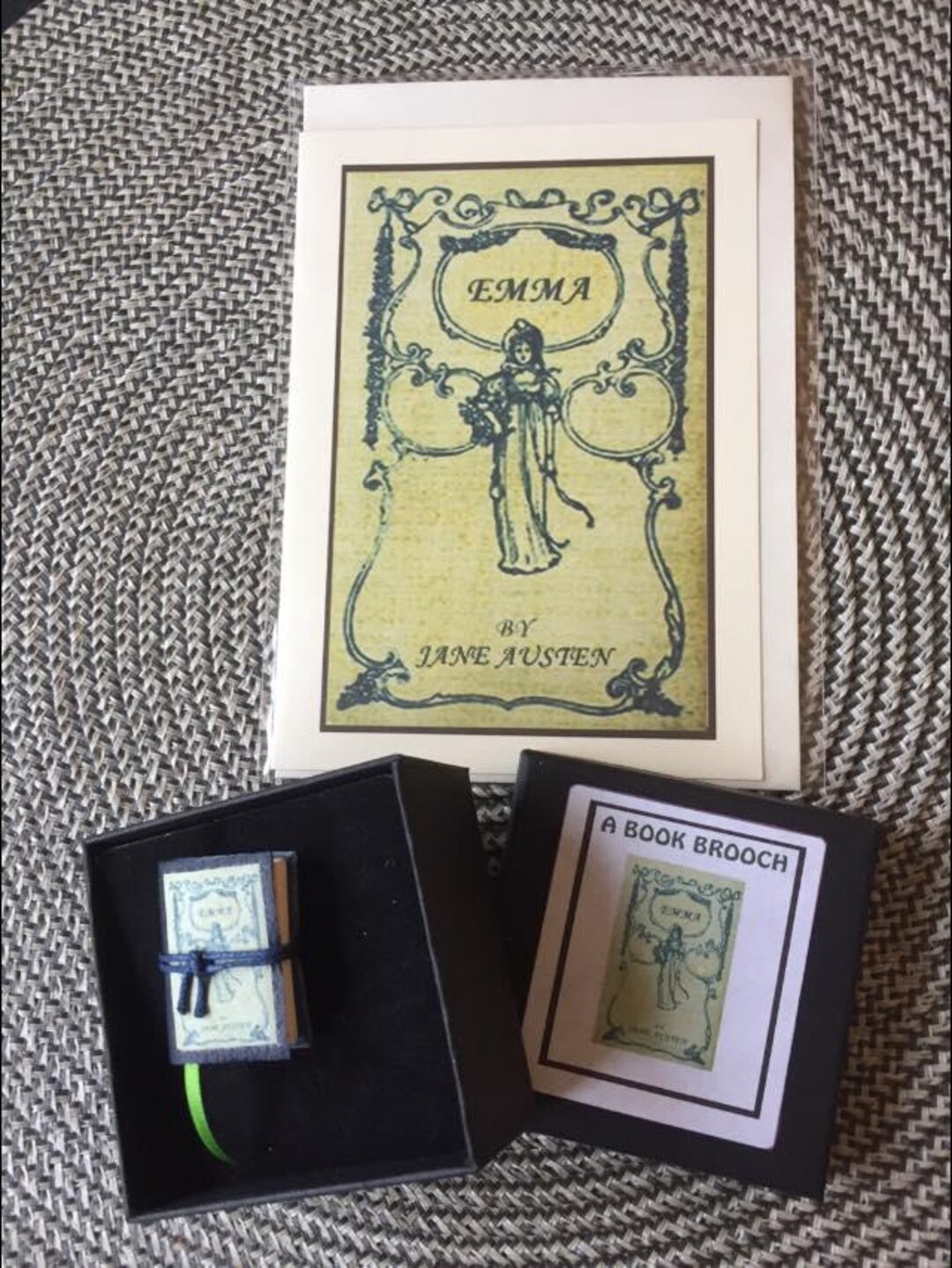 Jane Austen's "emma" as a Miniature Leather-covered BOOK BROOCH (not a ...