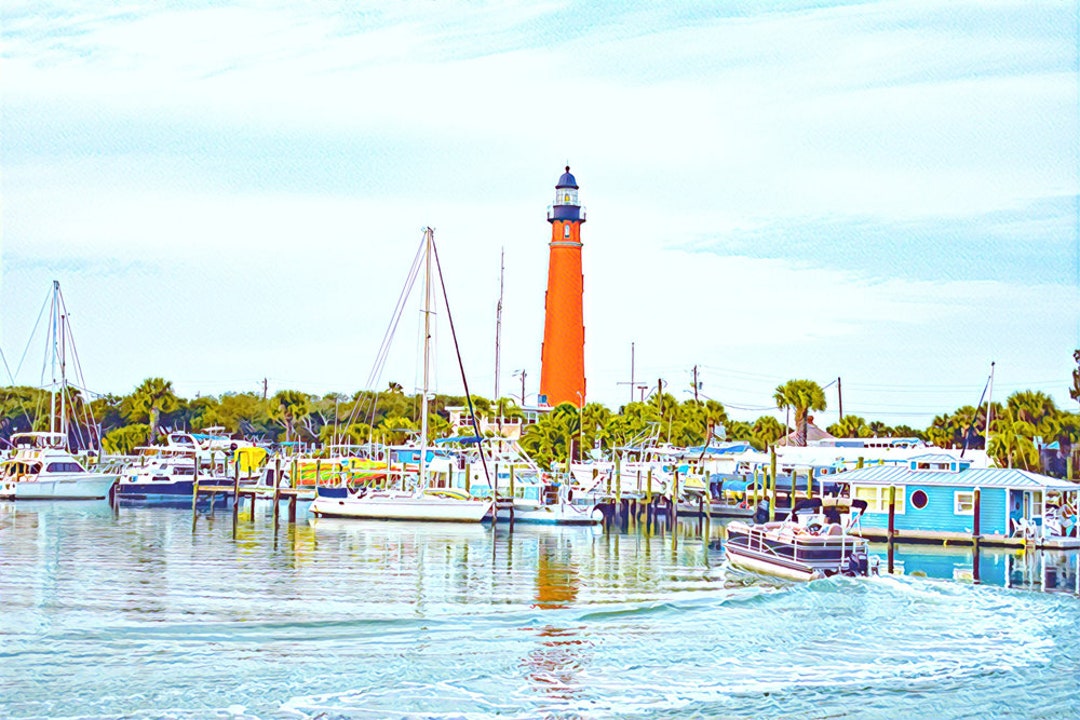 Ponce Inlet Marina Lighthouse Boating on Intracoastal, Florida 8.5x11 ...