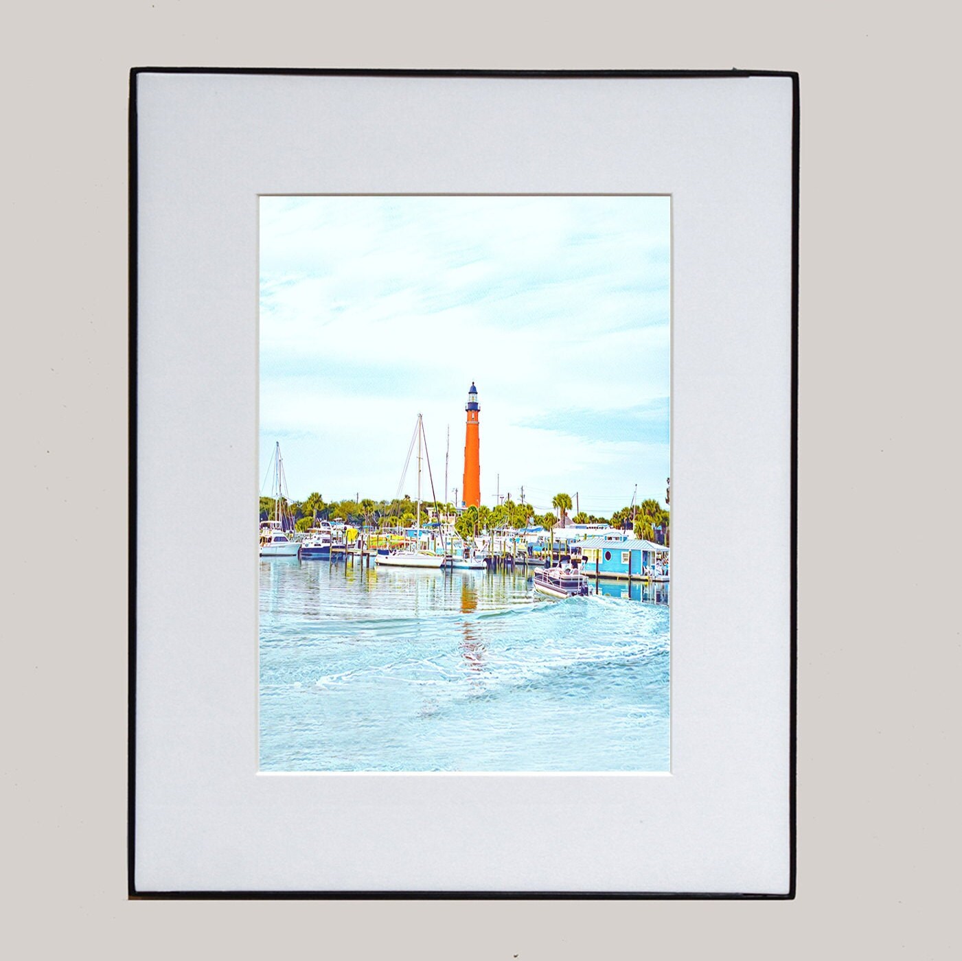 Ponce Inlet Marina Lighthouse Boating on Intracoastal, Florida 8.5x11 ...