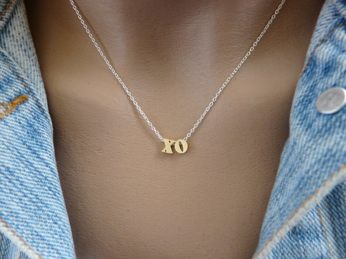 XO Necklace in Sterling Silver Gold Filled Hugs and Kisses | Etsy