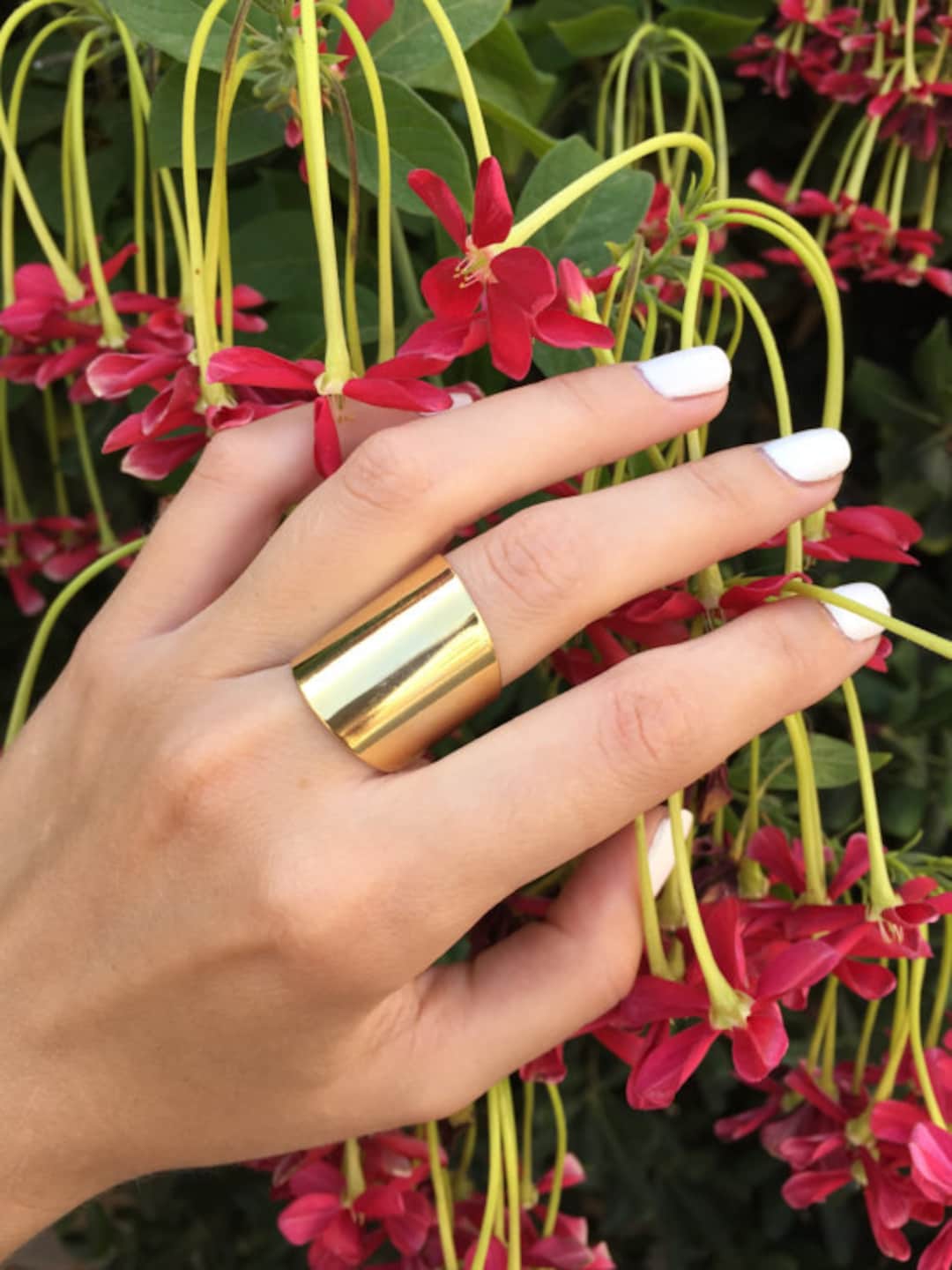 Gold Ring, Tube Ring, Wide Tube Ring, Statement Ring, Adjustable Ring ...