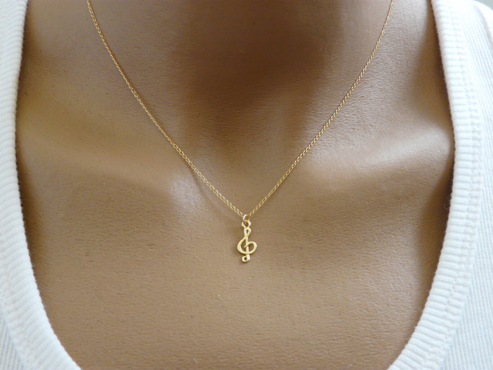 Music Note Necklace G Clef Necklace Treble Clef Music Lover - Etsy