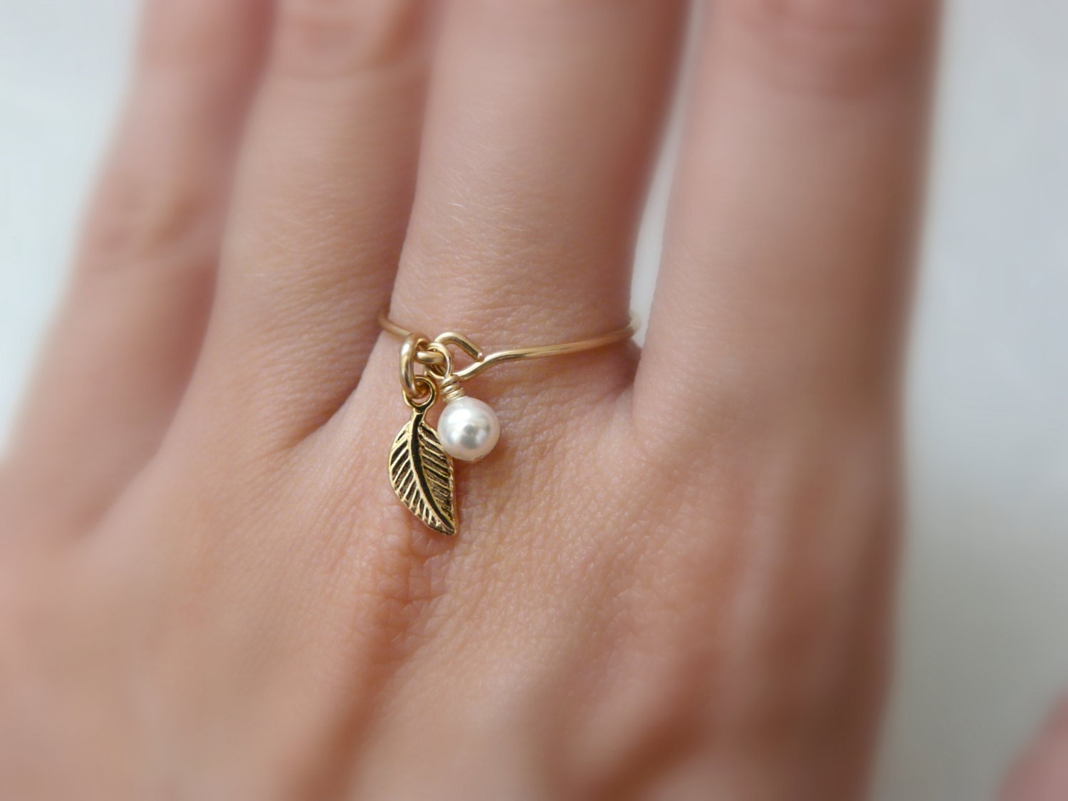 Charm Ring Gold Filled Ring ANY SIZE Leaf Ring Dainty Ring - Etsy