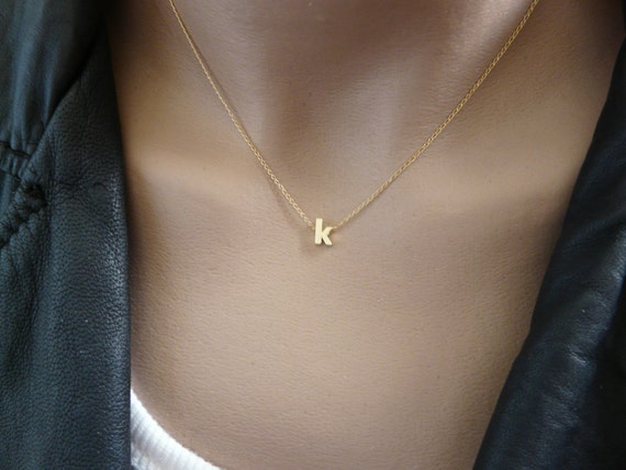 Tiny Initial Necklace - Etsy