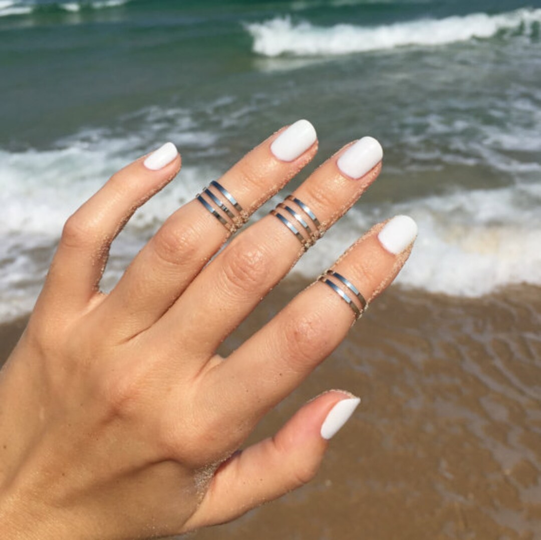 8 Knuckle Rings, Midi Rings, Stacking Rings, Band Knuckle Ring, Silver ...