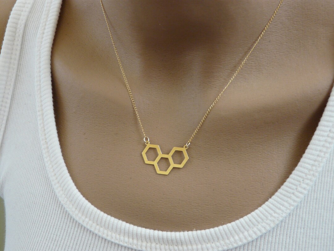 Honeycomb Geometric Necklace, Geometric Jewelry, Modern Jewelry ...