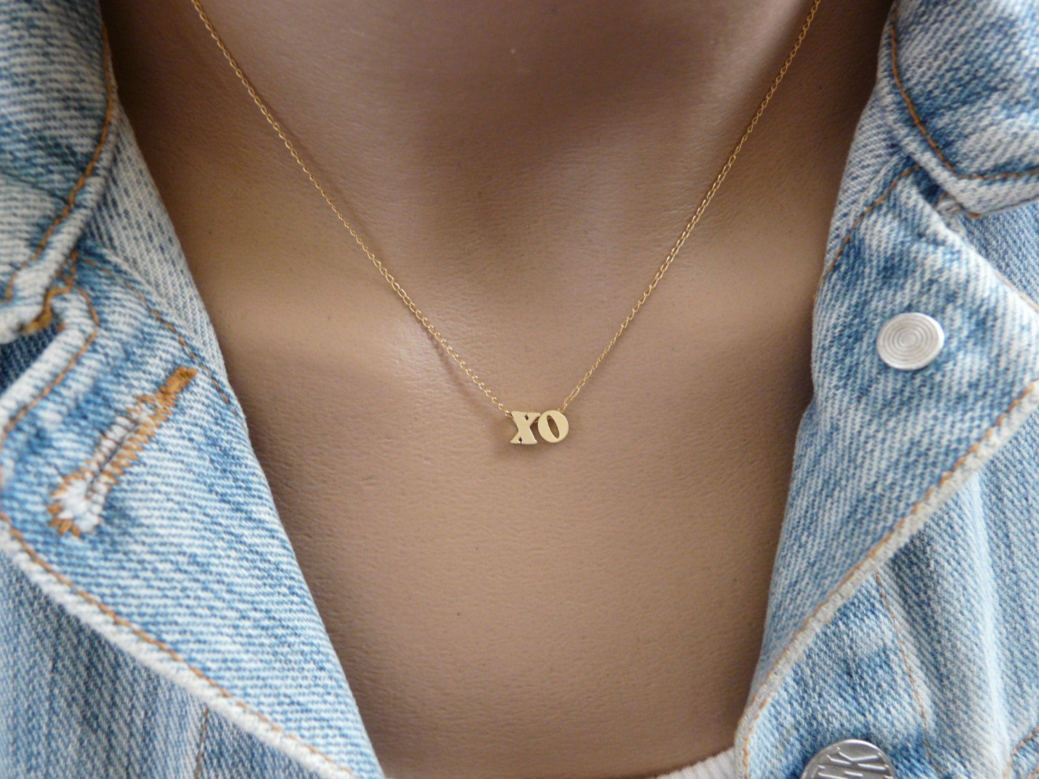 XO Necklace in Sterling Silver Gold Filled Hugs and Kisses - Etsy