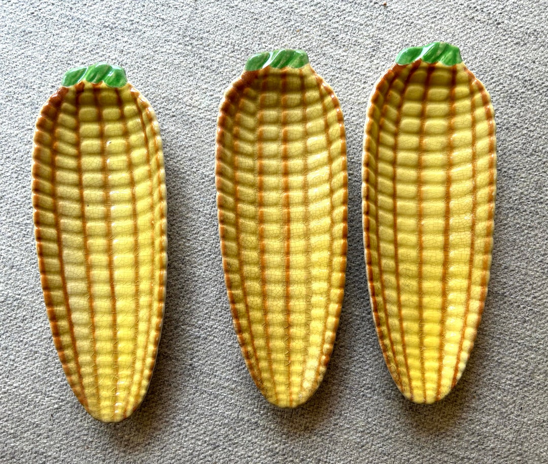 Vintage Corn Cob Ceramic Serving Dishes, Plates, Holders, 9.5 by 3.5 ...