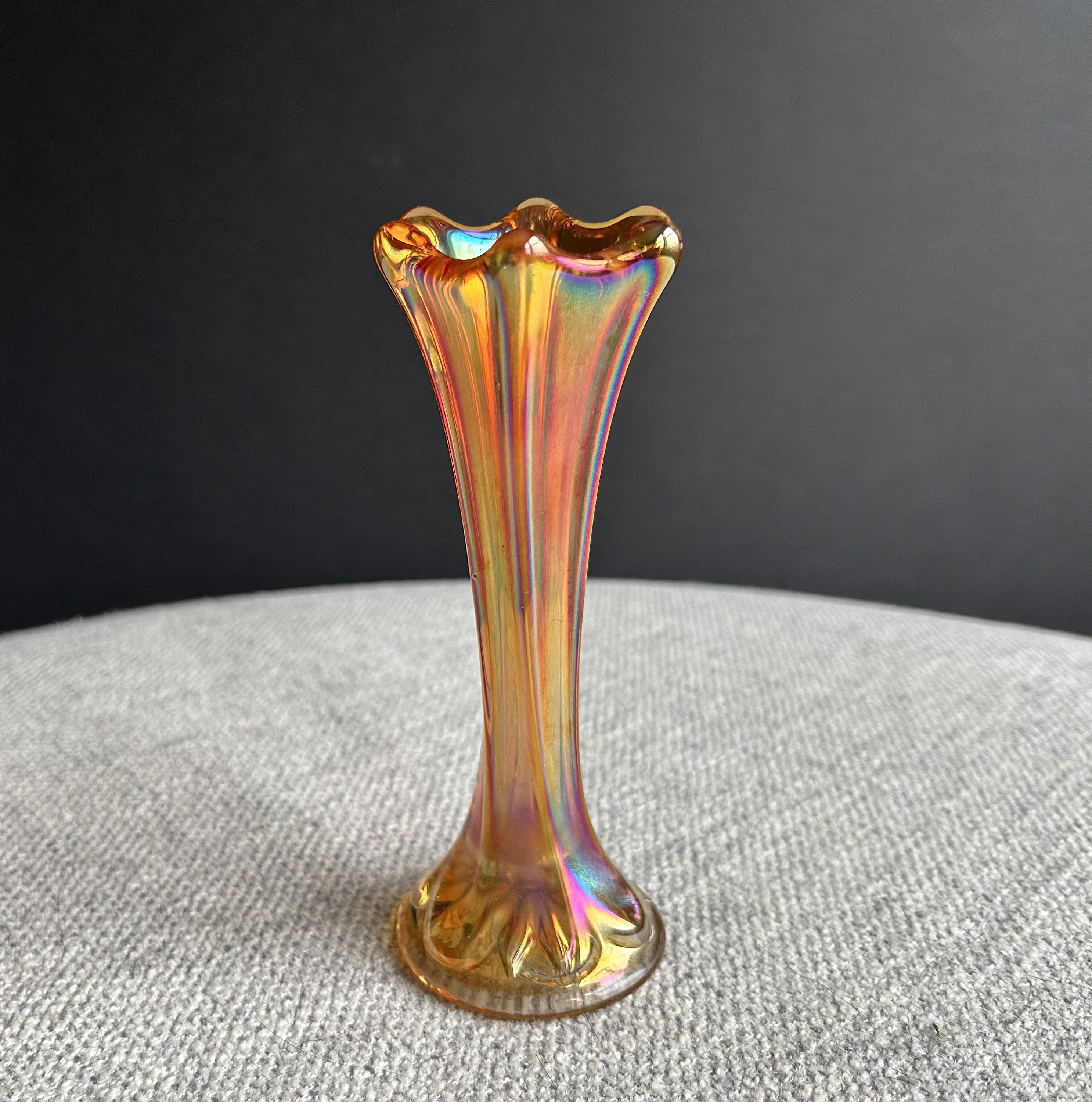 Antique Marigold Carnival Glass Vase, Imperial Morning Glory, Small ...