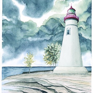 Marblehead Art Print of Ohio Lighthouse Gift for Wall Decor of ...