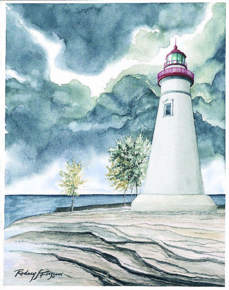 Marblehead Art Print of Ohio Lighthouse Gift for Wall Decor of ...