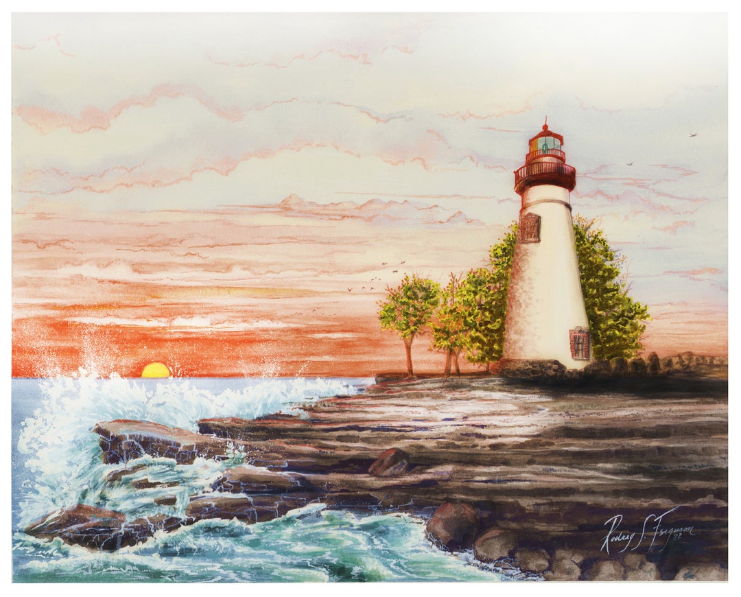 Marblehead Art Print of Ohio Lighthouse Gift for Wall Decor Marblehead ...