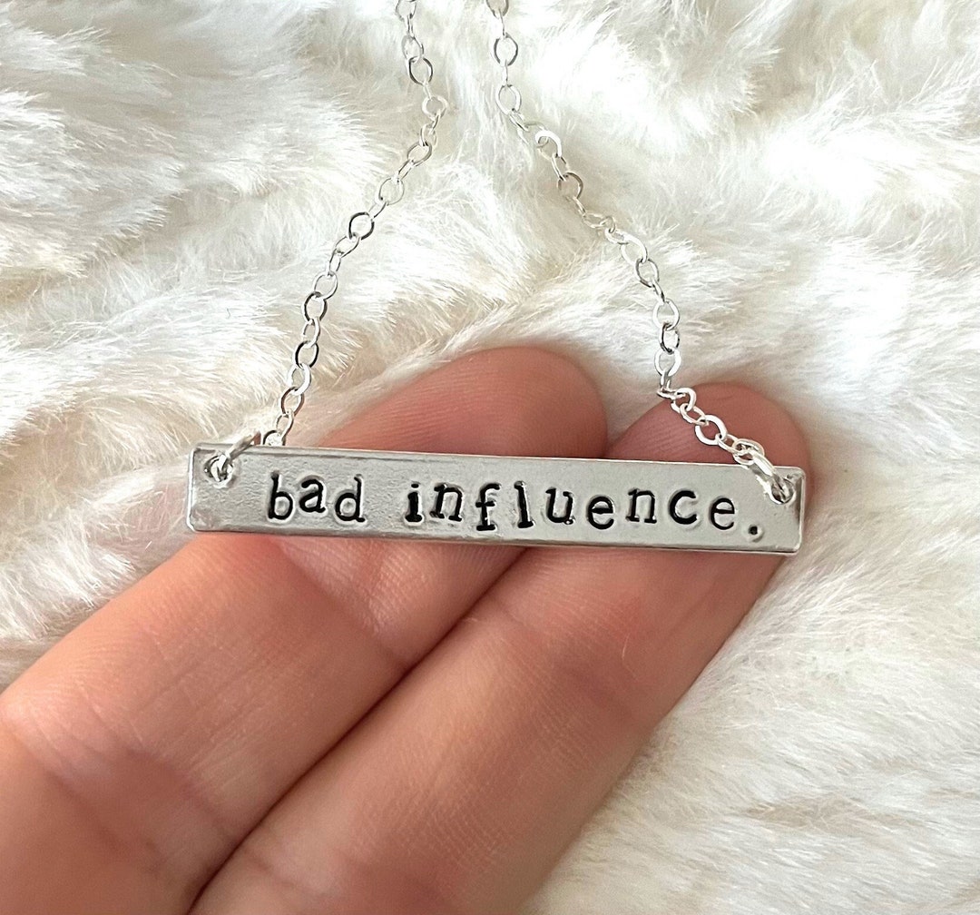 BAD INFLUENCE Necklace, Gold Bar Necklace, Strong Woman Gift, Funny ...