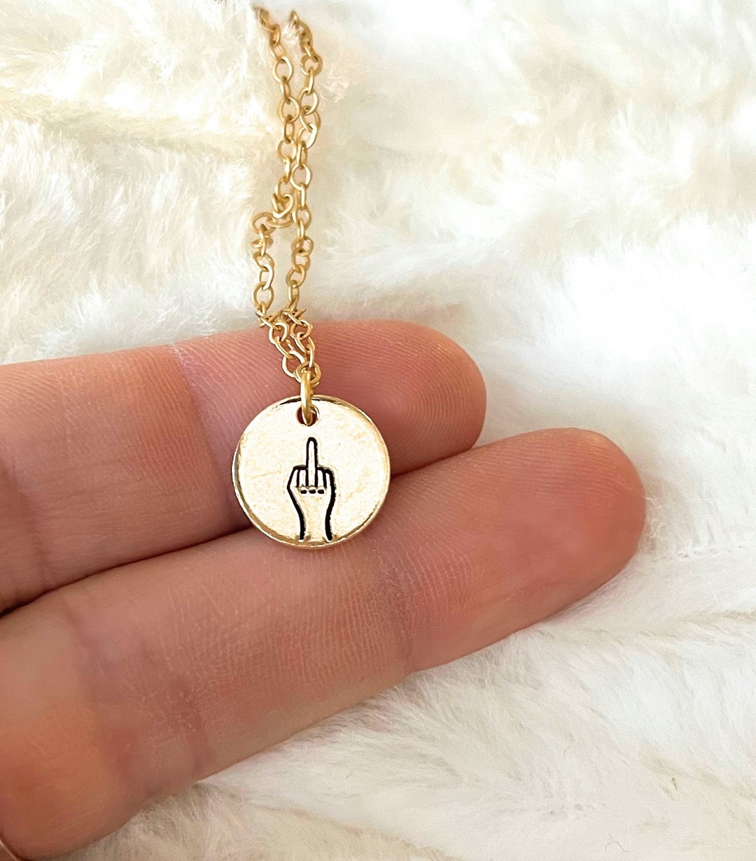 MIDDLE FINGER Necklace, Cute Charm Necklace, Gift for Her, Charm ...