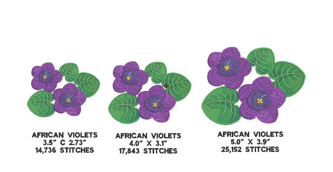 AFRICAN VIOLETS Machine Embroidery File/13 Formats/jef/dst/sew/exp/pes ...