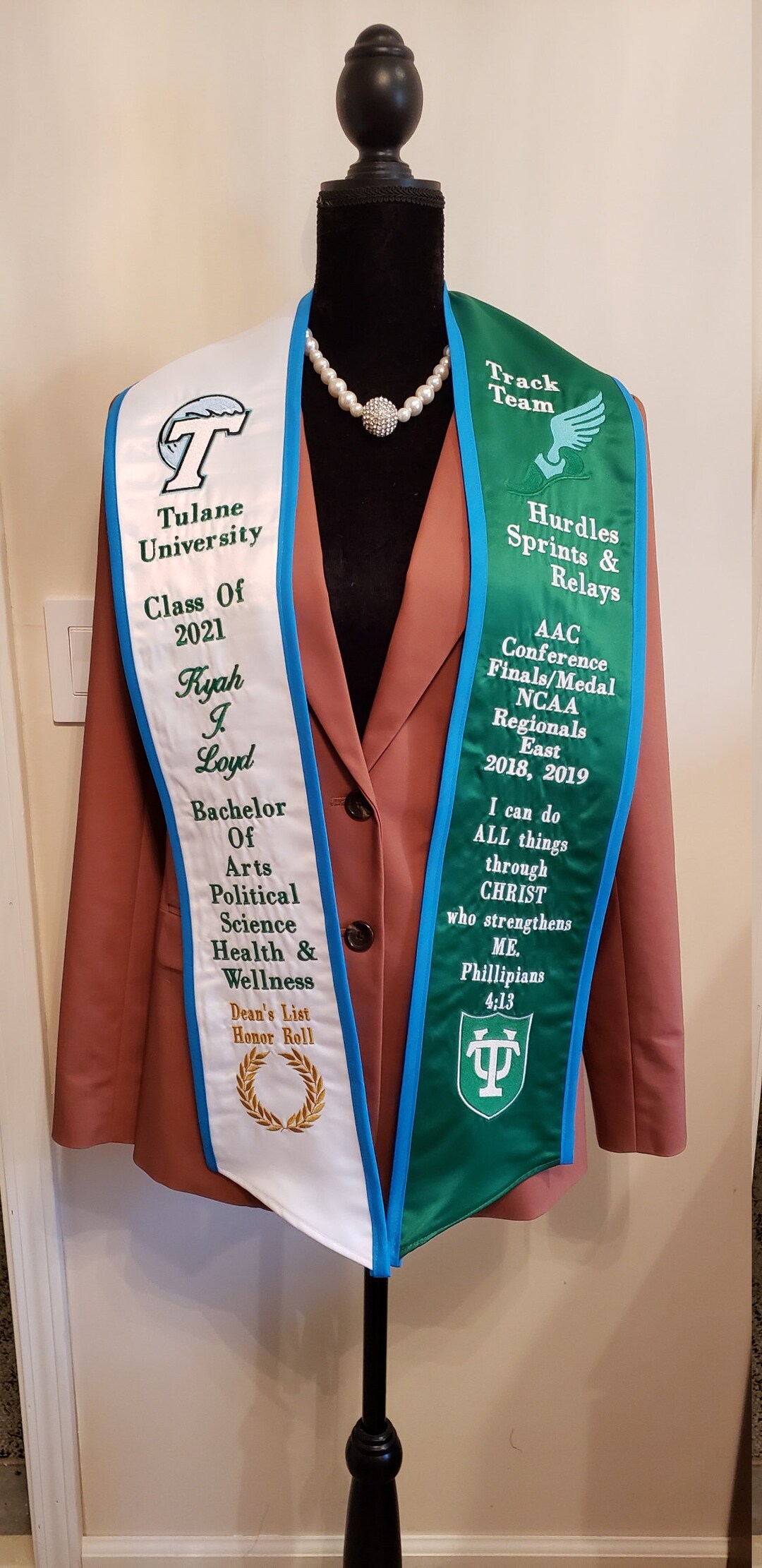 Custom Embroidered Graduation Stole With Slant - Etsy