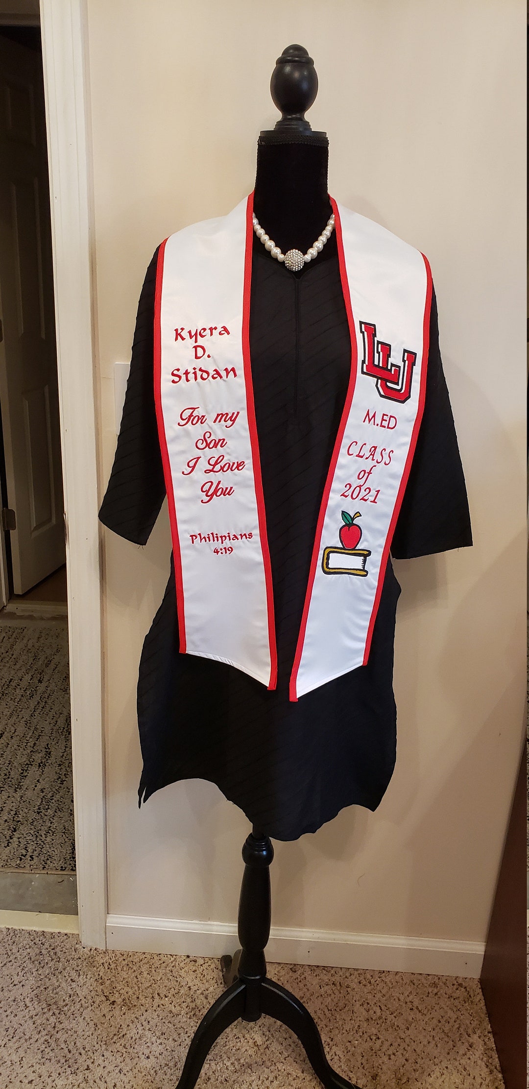 Custom Embroidered Graduation Stole: Personalized Satin Trim/hbcu Style ...