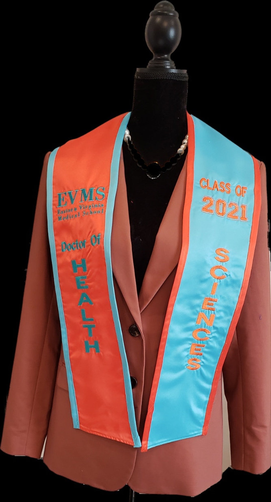 Custom Embroidered Graduation Stole With Slant Bottom/trim/greek or ...