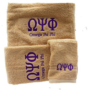 Omega Psi Phi Towel Set: Embroidered Bath, Hand & Wash Cloth - Etsy